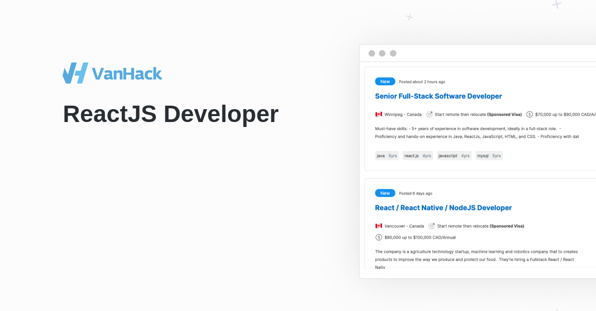 ReactJS Developer - VanHack